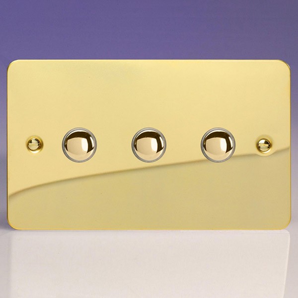 Varilight 3 Gang 6A 2 Way Push-On/Off Impulse Switch (XFVP3) | UKES