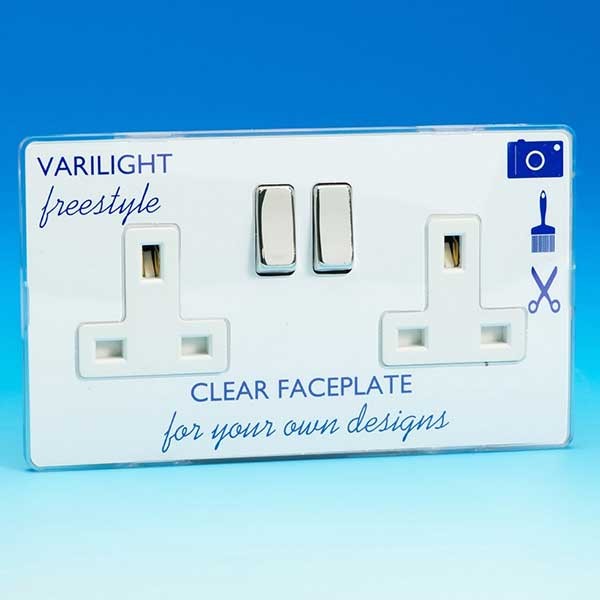 Varilight 2 Gang 13A DP Switched Socket, White Insert (XIF5CW) | UKES