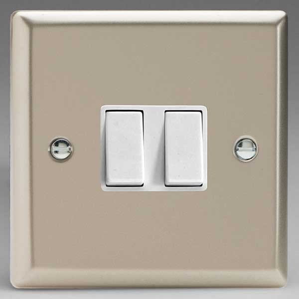 Varilight 2 Gang 10A Intermediate Switch, White Insert (XN77W) | UKES