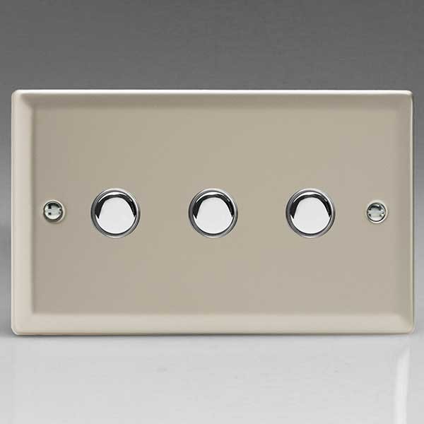 Varilight 3 Gang 6A 2 Way Push-On/Off Impulse Switch (XNP3) | UKES