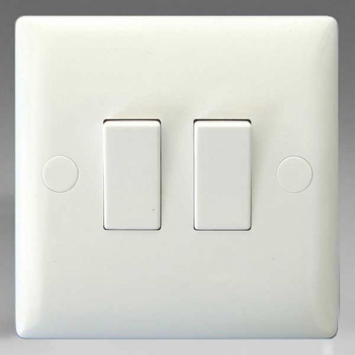 Varilight Classic Polar White 2 Gang 10A 2 Way Switch (XO2W) | UKES