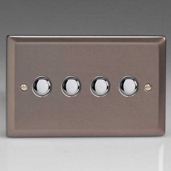 Varilight 4 Gang 6A 2 Way Push-On/Off Impulse Switch (XRP4) | UKES