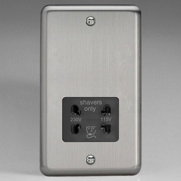 Varilight Dual Voltage Shaver Socket, Black Insert (XSSSB) | UKES
