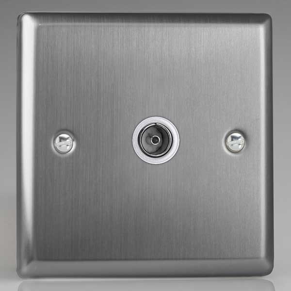 Varilight Classic Brushed Steel 1 Gang Isolated Co-Axial TV Socket with ...