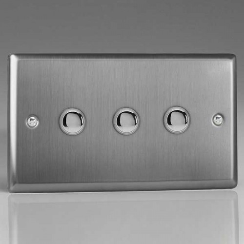 Varilight 3 Gang 6A 2 Way Push-On/Off Impulse Switch (XTP3) | UKES