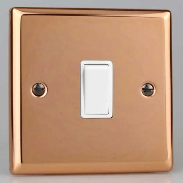 Varilight Urban Polished Copper 1 Gang 10A 2 Way Switch with White ...