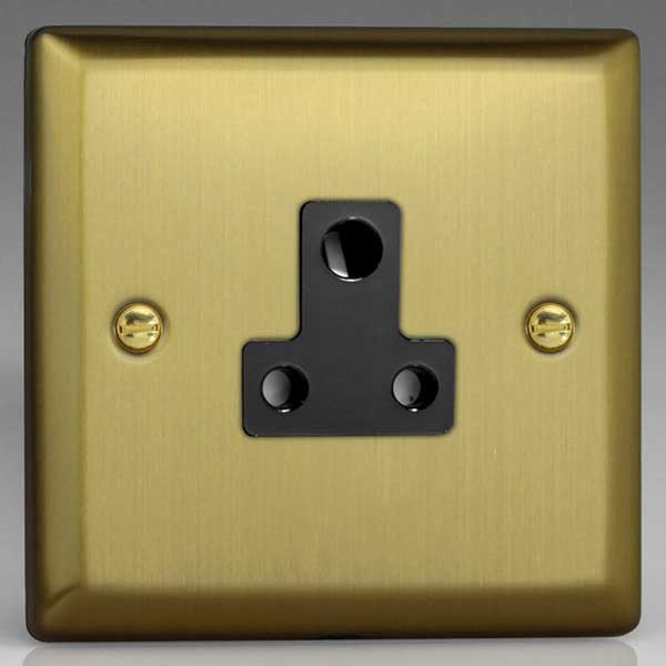Varilight Urban Brushed Brass 1 Gang 5A Round Pin Socket with Black ...