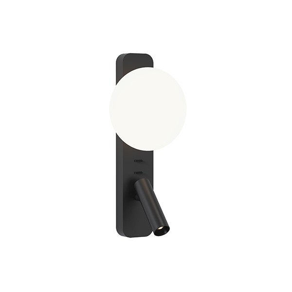 Astro Zeppo Matt Black Wall Light w/ LED Reading Light (1176009) | UKES