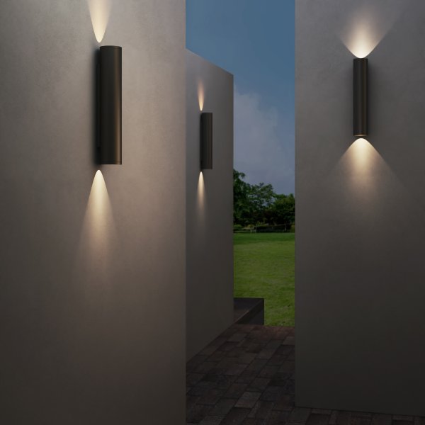 Astro Ava 400 Textured Black Outdoor Wall Light (1428013) | UKES