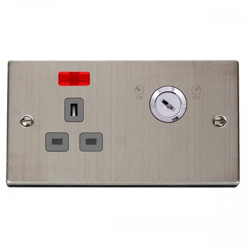 Click Deco Victorian Stainless Steel 1 Gang 13A Double Pole Key ...