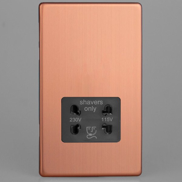 Varilight Urban Screwless Brushed Copper Dual Voltage Shaver Socket ...