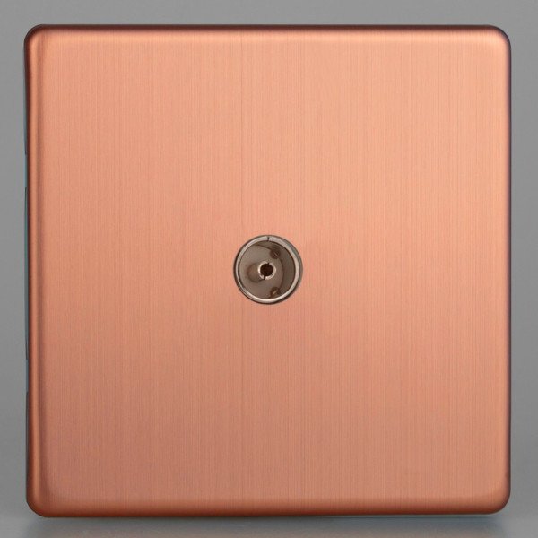Varilight Urban Screwless Brushed Copper 1 Gang Co-Axial TV Socket | UKES