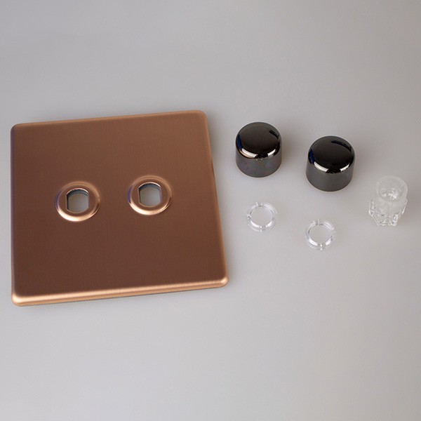 Varilight Urban Screwless Brushed Copper 2 Gang Rotary Dimmer Matrix ...