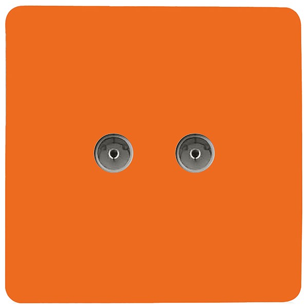Trendi Orange 2 Gang TV Coaxial Socket | UKES