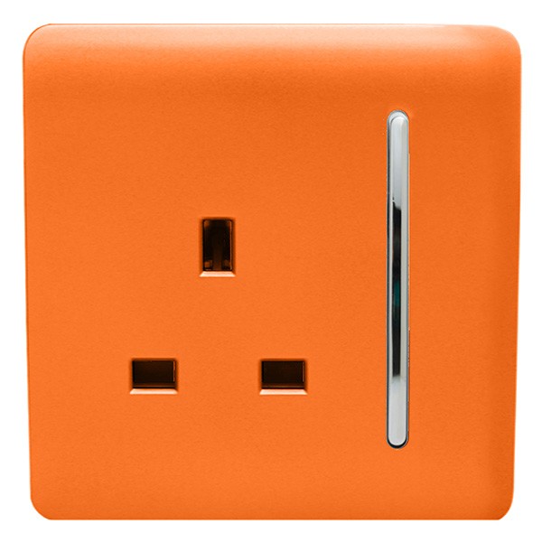 Trendi Orange 1 Gang 13A Long Switched Socket | UKES