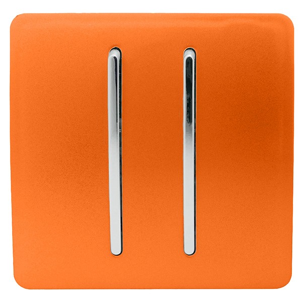 Trendi Orange 2 Gang Intermediate Rocker Light Switch | UKES