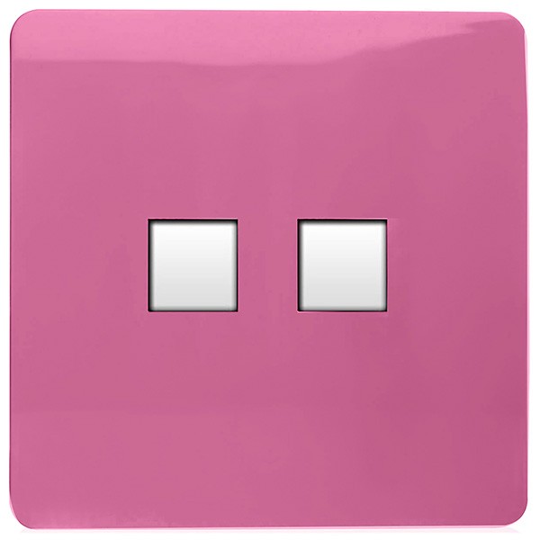 Trendi Pink 2 Gang Ethernet Socket | UKES