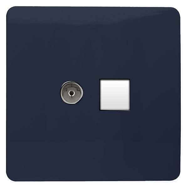 Trendi Navy Ethernet/TV Coaxial Socket | UKES