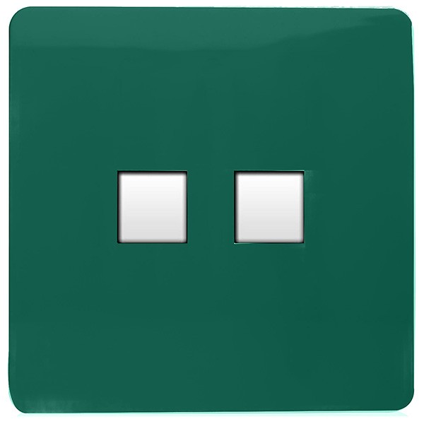 Trendi Dark Green 2 Gang Ethernet Socket | UKES