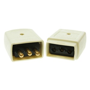 White 10amp 3 Pin Flex Connector, Rubber Flex Connectors, UK Electrical ...