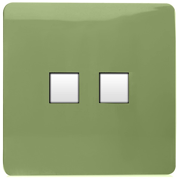 Trendi Moss Green 2 Gang Ethernet Socket | UKES