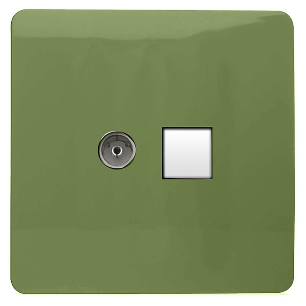 Trendi Moss Green Ethernet/TV Coaxial Socket | UKES