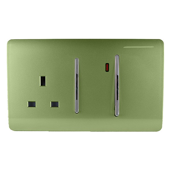 Trendi Moss Green 45A Rocker Switch with Neon and 13A Switched Socket ...