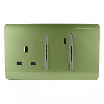 Trendi Moss Green 45A Switch w/ Neon, 13A Socket (ART-WHS213MG) | UKES