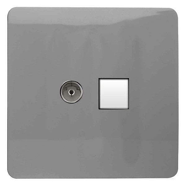 Trendi Light Grey Telephone/TV Coaxial Socket | UKES