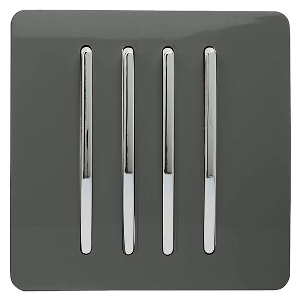 Trendi Charcoal 4 Gang 2 Way Rocker Light Switch | UKES