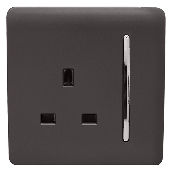 Trendi Dark Brown 1 Gang 13A Long Switched Socket | UKES