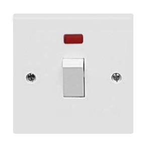 BG Electrical White PVC 20A Switch with Flex Outlet and Neon | UKES