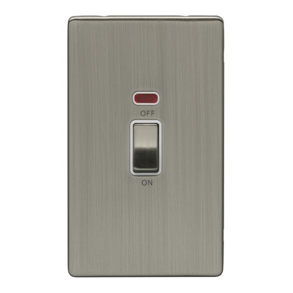 Eurolite Concealed 6mm Satin Nickel 2 Gang 45A Double Pole Cooker ...