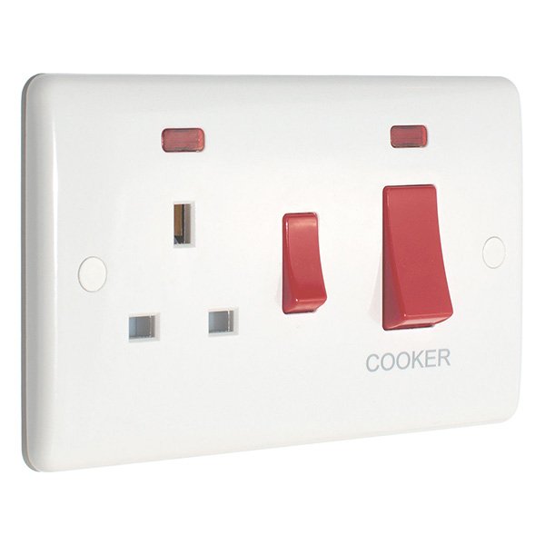 Eurolite Enhance White 45A Double Pole Cooker Switch and 13A Switched ...