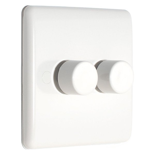 Eurolite Enhance White 2 Gang 400W LED Dimmer Switch | UKES