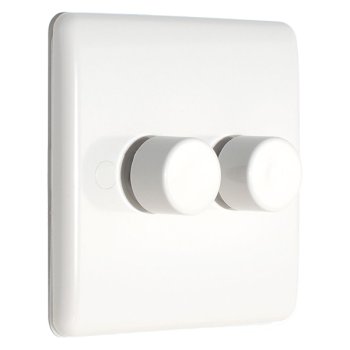 Eurolite Enhance White 2 Gang 400W LED Dimmer Switch | UKES