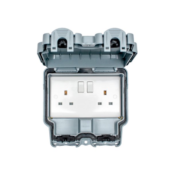 Eurolite IP66 2 Gang 13A Switched Lockable Socket (WP4100) | UKES