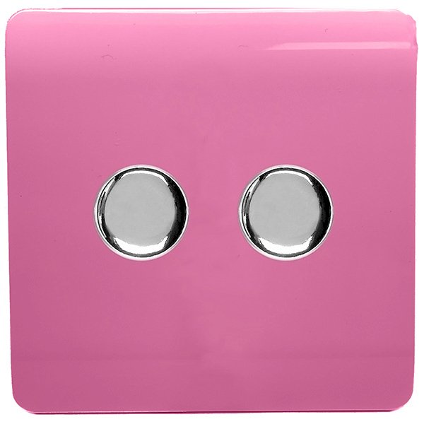 Trendi Pink 2 Gang 120W LED Dimmer Switch | UKES