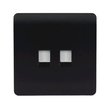 Trendi Matt Black 2 Gang Ethernet Socket | UKES