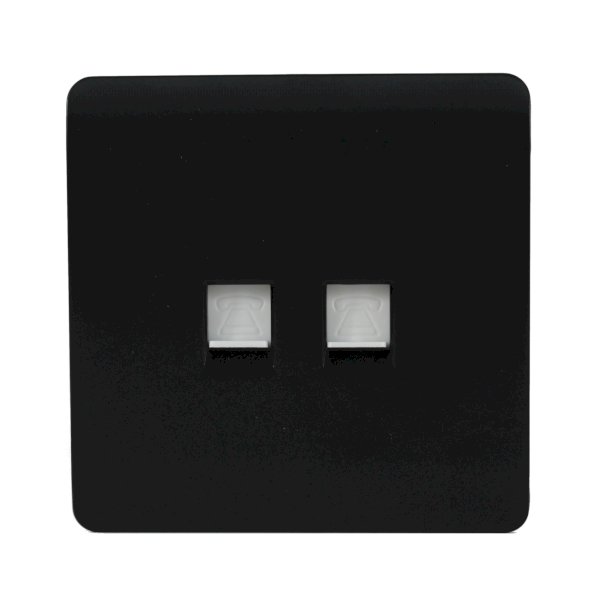 Trendi Matt Black 2 Gang Telephone Socket | UKES