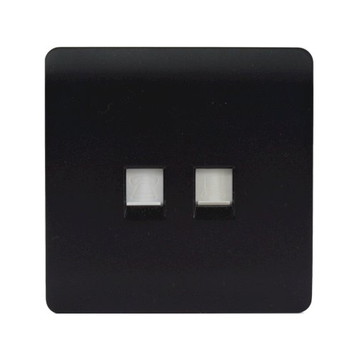 Trendi Matt Black Telephone/Ethernet Socket (ART-TLP+PCMBK) | UKES
