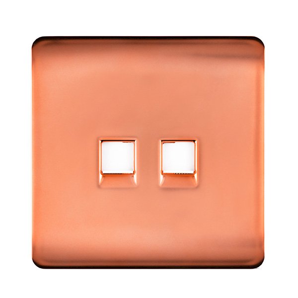Trendi Copper 2 Gang Telephone Socket | UKES