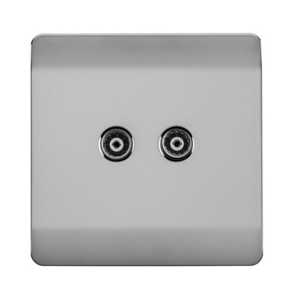 Trendi Stainless Steel 2 Gang TV Coaxial Socket | UKES
