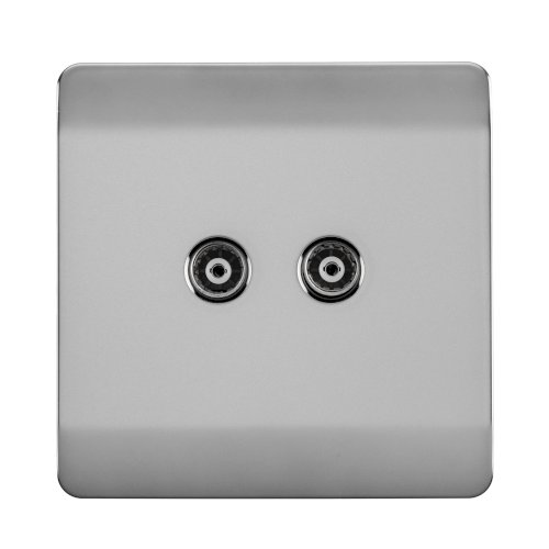Trendi Stainless Steel 2 Gang TV Coaxial Socket (ART-2TVSSS) | UKES