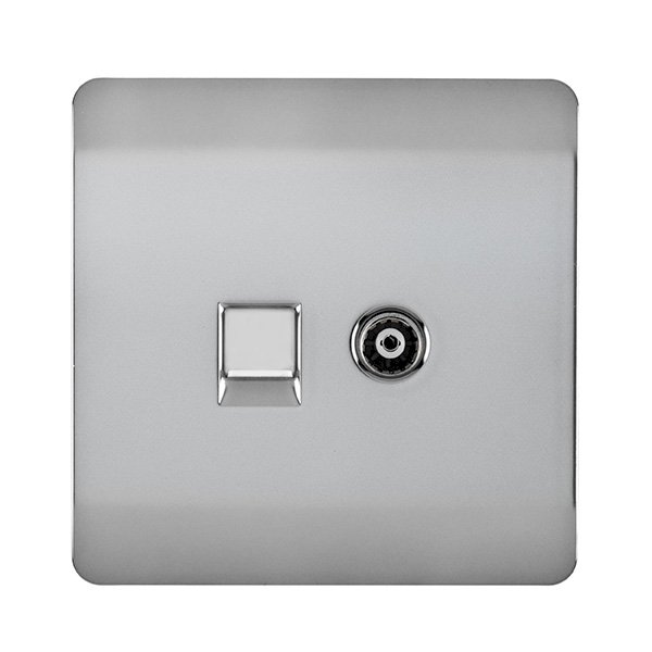 Trendi Stainless Steel Telephone/TV Coaxial Socket | UKES