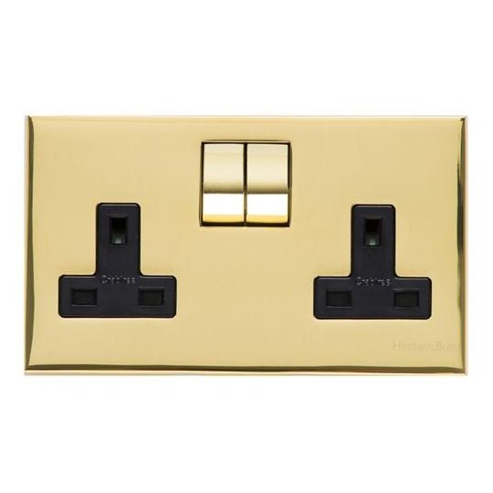 Heritage Brass Winchester Polished Brass 13A Double Socket with ...