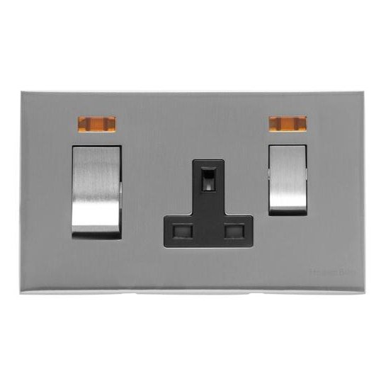 Heritage Brass Winchester Satin Chrome 45A Cooker Unit and 13A Socket ...