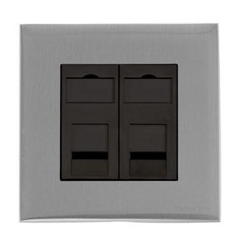 Heritage Brass Winchester Satin Chrome 2 Gang RJ45 Socket with Black ...