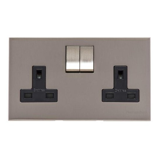 Heritage Brass Winchester Satin Nickel 13A Double Socket with Satin ...