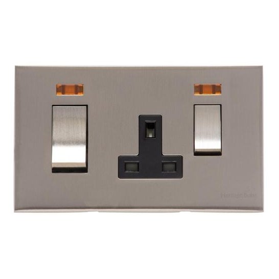 Heritage Brass Winchester Satin Nickel 45A Cooker Unit and 13A Socket ...